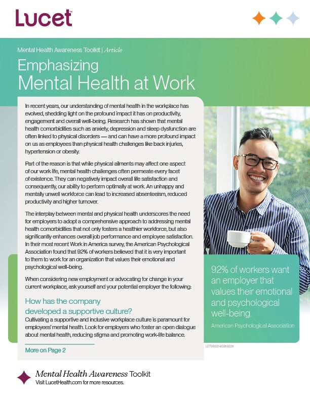 Emphasizing Mental Health Work