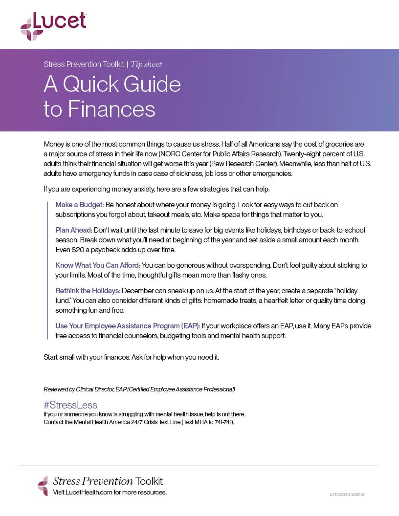 A Quick Guide to Finances (Tip Sheet)