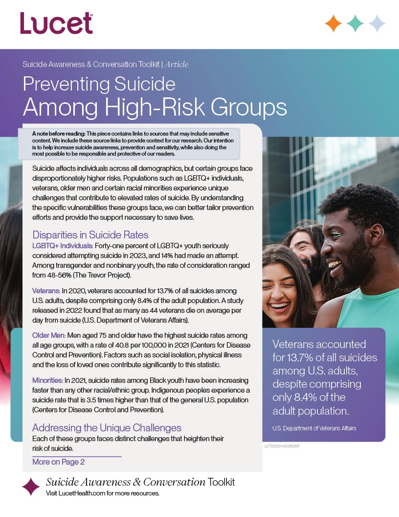 Preventing Suicide Among High-Risk Groups