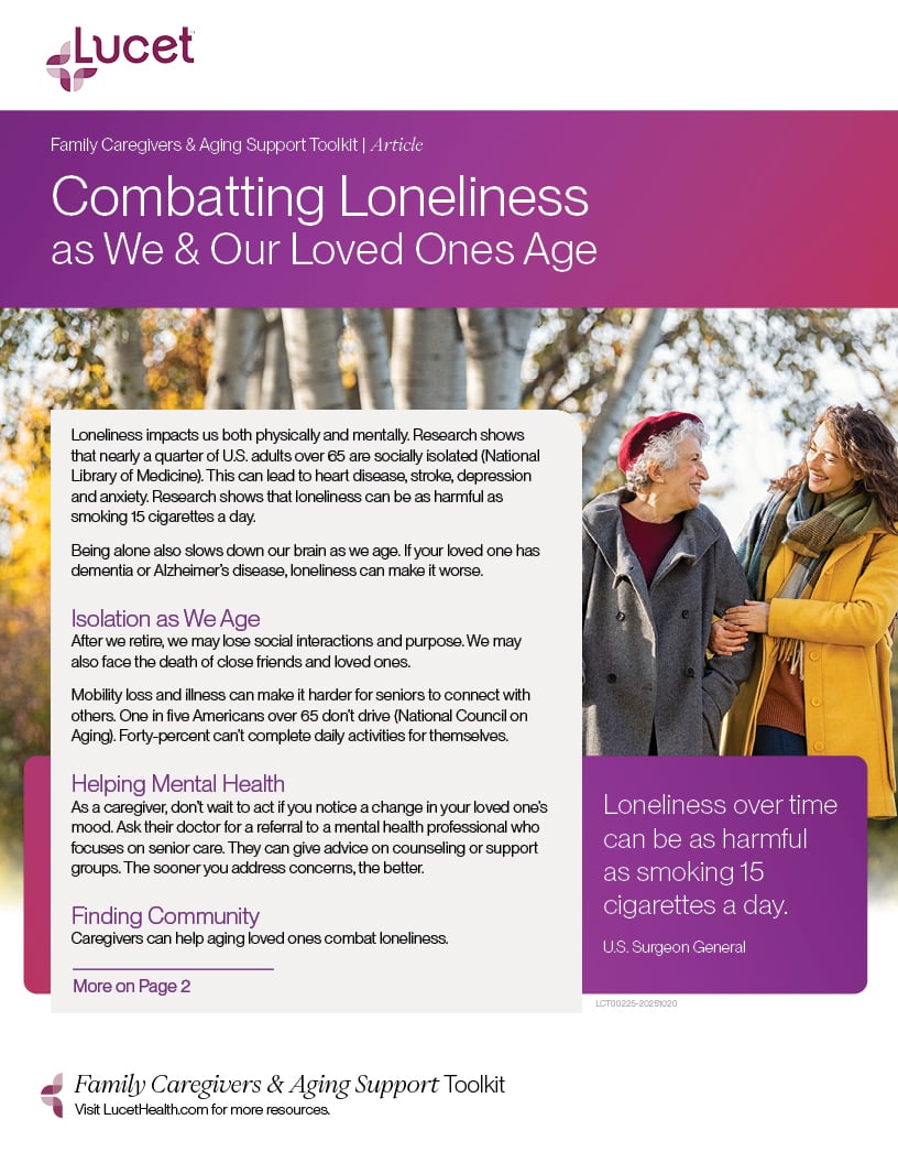 Combatting Loneliness as We & Our Loved Ones Age