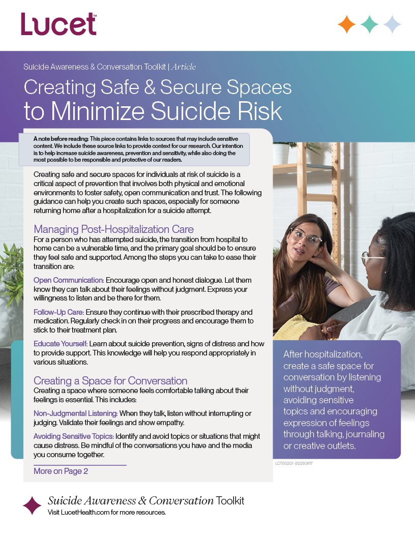 Creating Safe and Secure Spaces to Minimize Suicide Risk