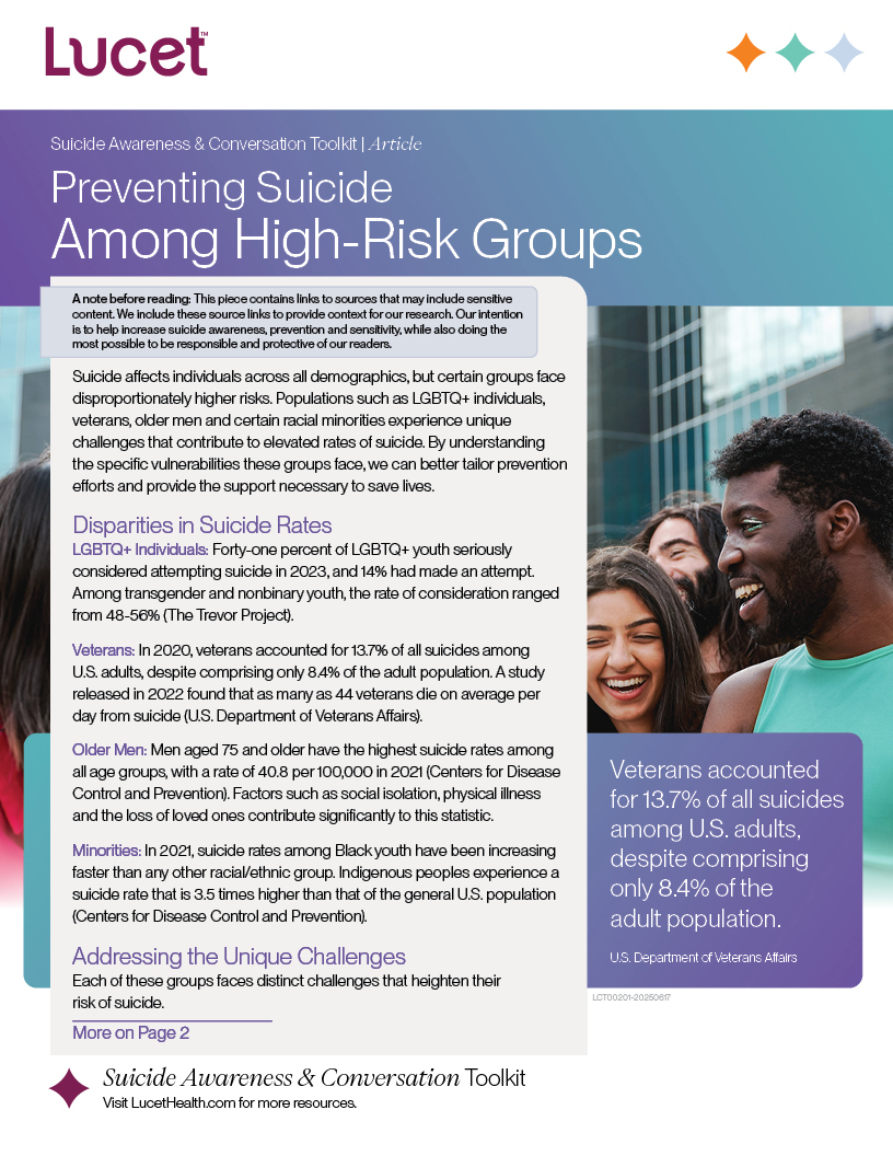 Preventing Suicide Among High-Risk Groups