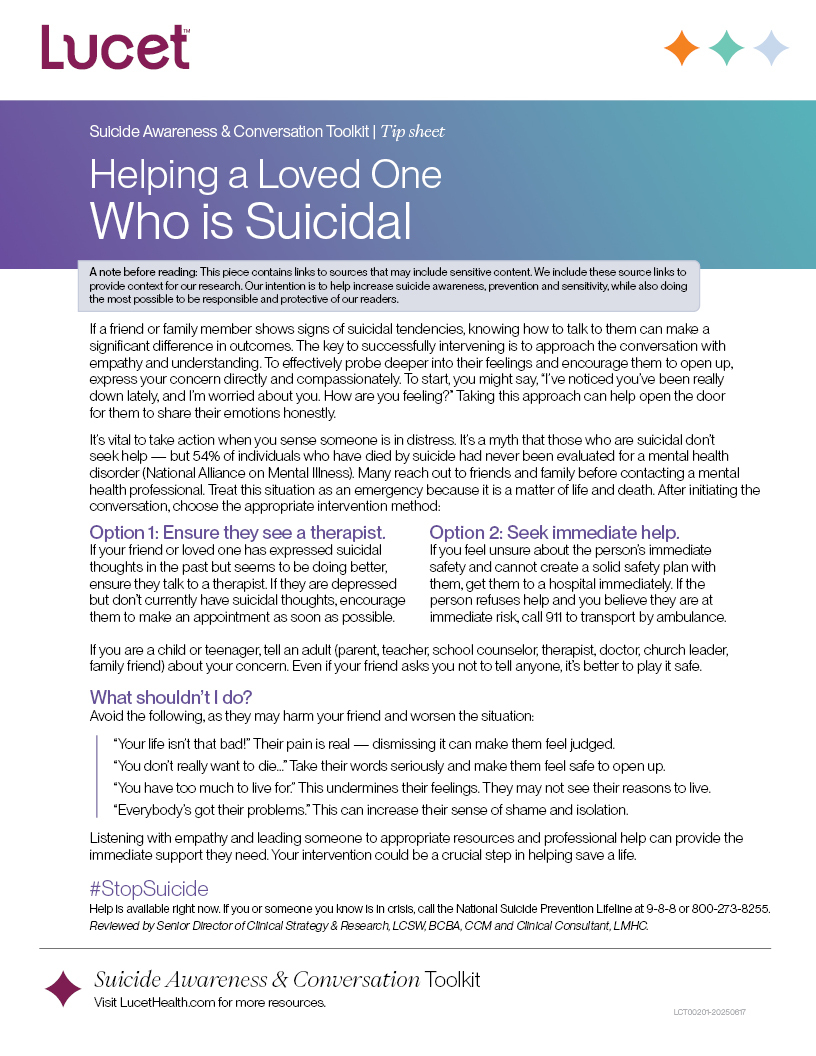 Helping a Loved One Who is Suicidal